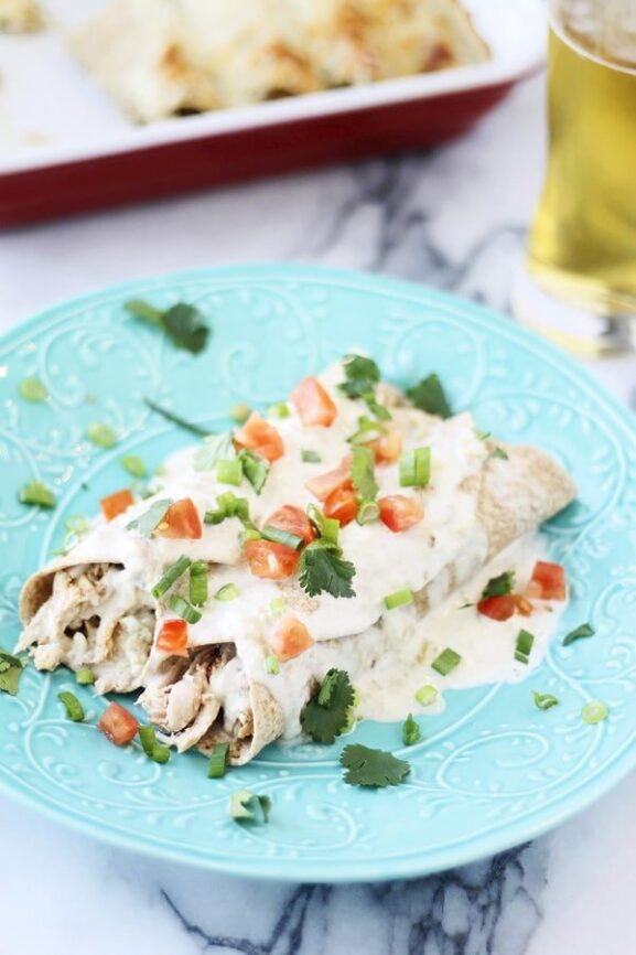 Skinny "Sour Cream" Chicken Enchiladas