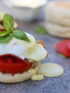 BLT Benedicts with Prosciutto and Basil Hollandaise - Cooking for Keeps