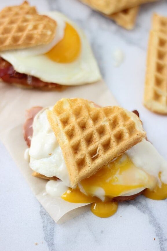 Heart Shaped Waffle Croque Madame Sliders - Cooking for Keeps