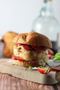 Strawberry, Basil, Bacon and Brie Chicken Burgers