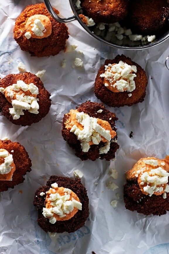Shrimp and Roasted Red Pepper Falafels - Cooking for Keeps