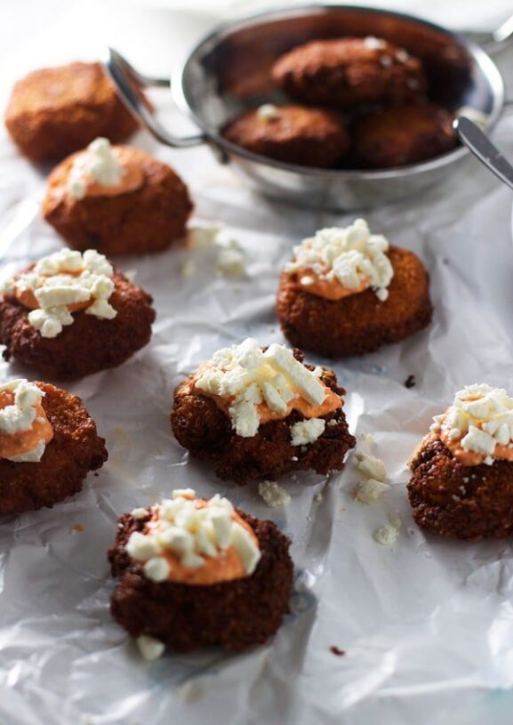 Shrimp and Roasted Red Pepper Falafels - Cooking for Keeps