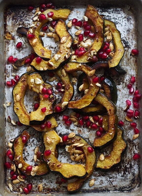 Brown Butter Roasted Acorn Squash with Toasted Hazelnuts, Pomegranates ...