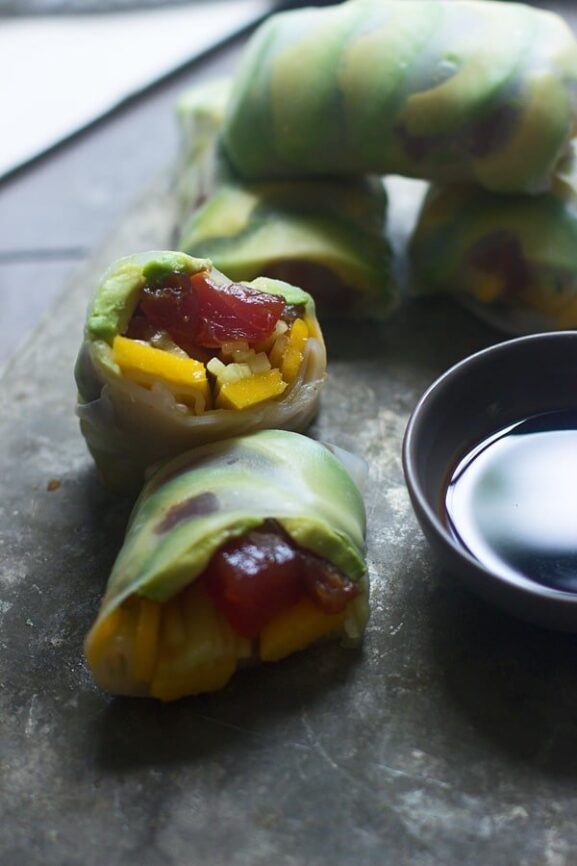 Spicy Tuna and Mango Soft Spring Rolls - Cooking for Keeps