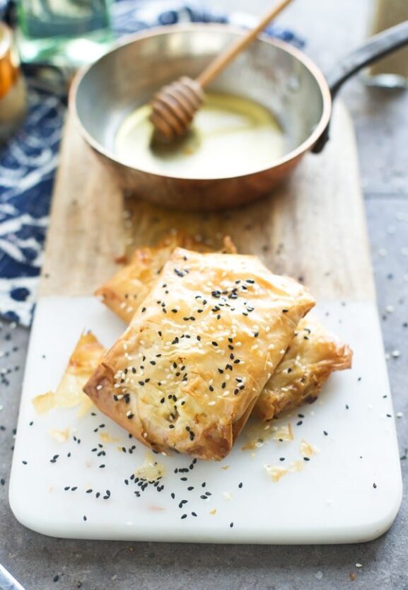 Phyllo-Wrapped Feta with Honey and Sesame Seeds - Cooking for Keeps