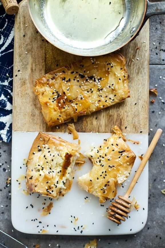 Phyllo-Wrapped Feta with Honey and Sesame Seeds - Cooking for Keeps