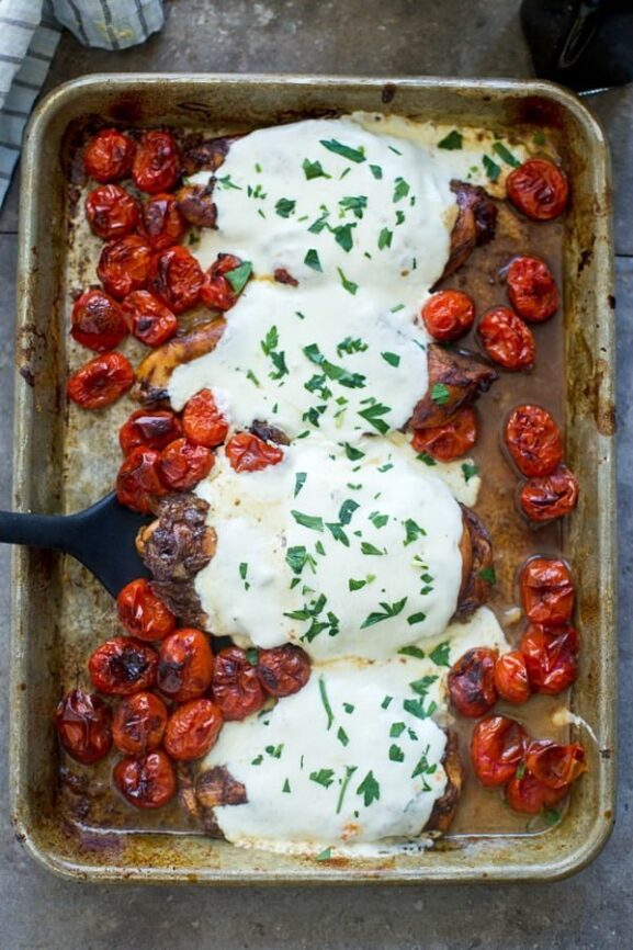 Balsamic Chicken with Mozzarella and Burst Cherry Tomatoes - Cooking ...