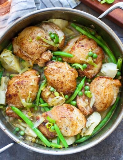 One Pan Chicken with Spring Vegetables - Cooking for Keeps