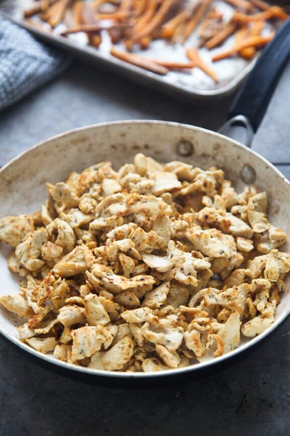 Healthy Chicken Gyros with Feta Tzatziki and Sweet Potato Fries ...