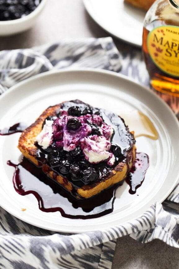 Blueberry Cream Cheese Stuffed French Toast - Cooking for Keeps