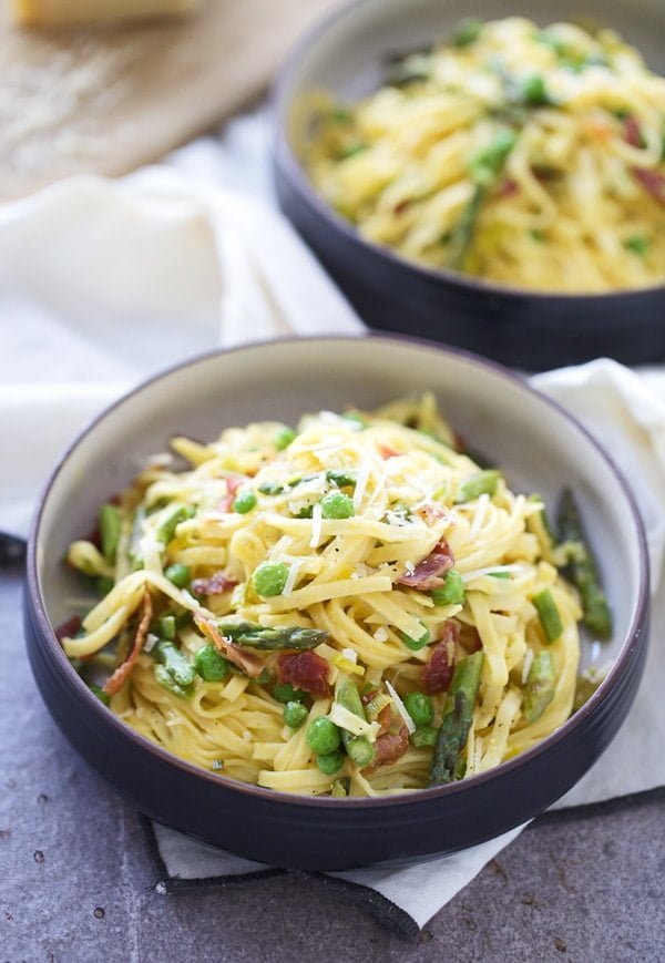 Spring Carbonara with Prosciutto - Cooking for Keeps