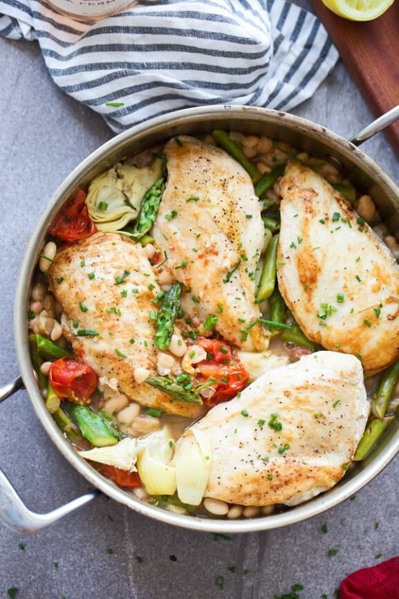 One Pan Chicken with Spring Vegetables - Cooking for Keeps