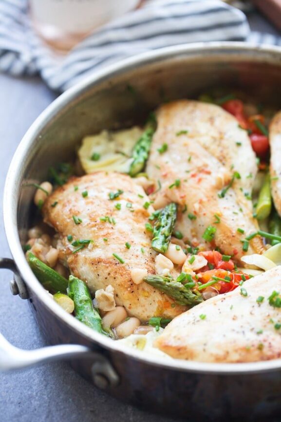 One Pan Chicken with Spring Vegetables - Cooking for Keeps