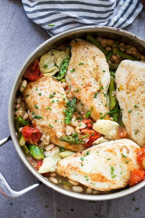 One Pan Chicken with Spring Vegetables - Cooking for Keeps