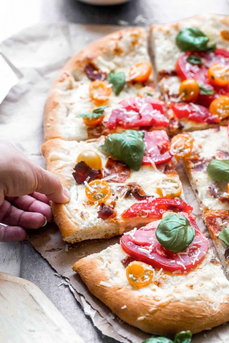 Ricotta Pizza with Bacon and Tomatoes - Cooking for Keeps