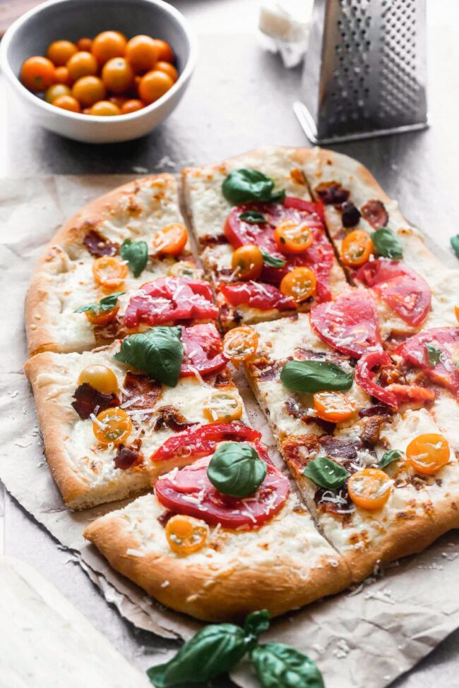 Ricotta Pizza with Bacon and Tomatoes - Cooking for Keeps