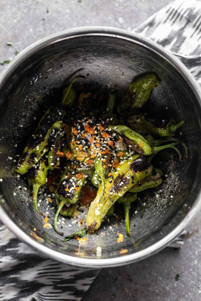 Roasted Shishito Peppers with Soy Glaze - Cooking for Keeps