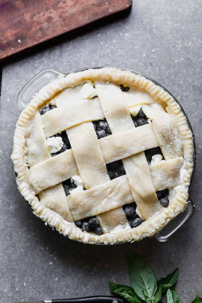Easy Blueberry Pie with Basil and Goat Cheese - Cooking for Keeps