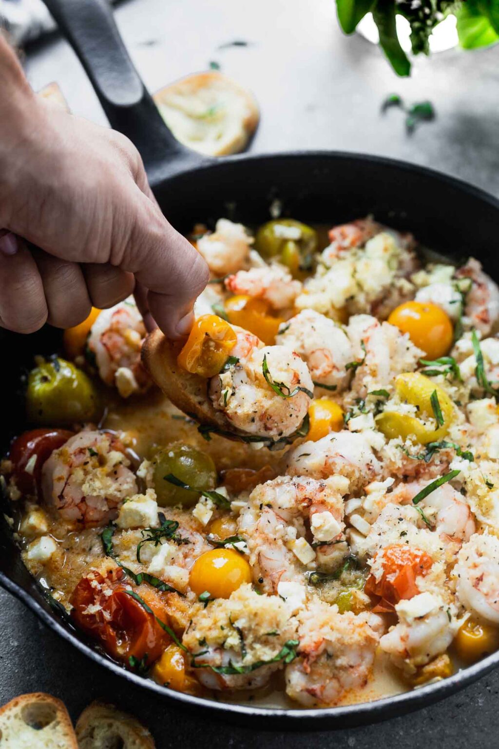 Cherry Tomato and Feta Baked Shrimp - Cooking for Keeps