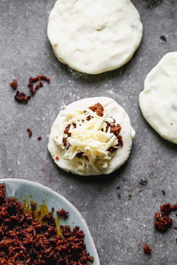Cheesy Salvadoran Pupusas with Chorizo - Cooking for Keeps
