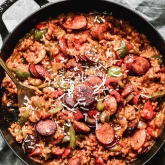 Cheesy Cajun Sausage Risotto - Cooking for Keeps