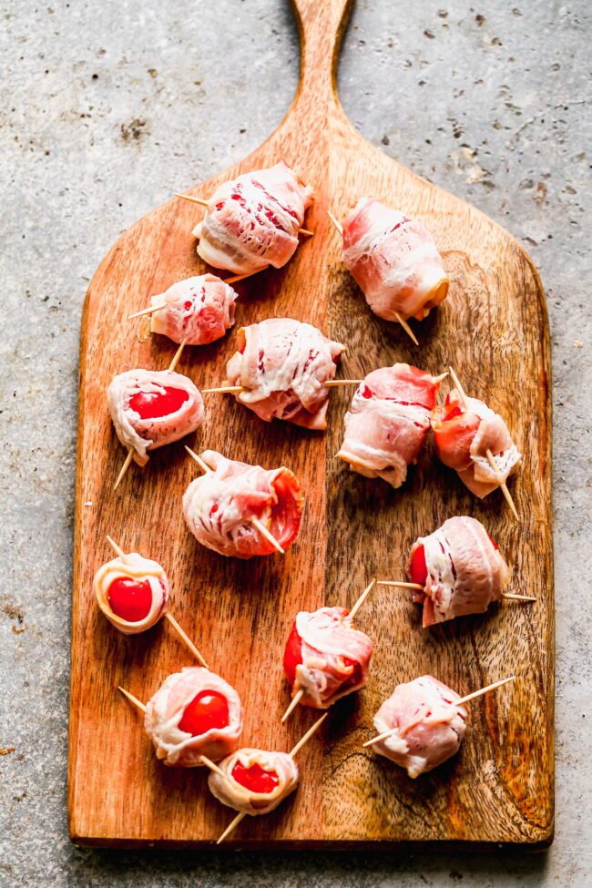 Bacon-Wrapped Stuffed Peppadews - Cooking for Keeps