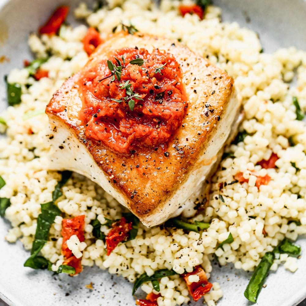 Pan-Seared Halibut with Sun-Dried Tomato Butter - Cooking for Keeps