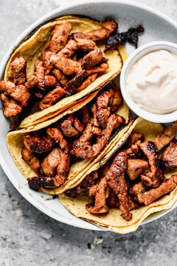 Crispy Pork Tenderloin Tacos with Corn Salsa - Cooking for Keeps