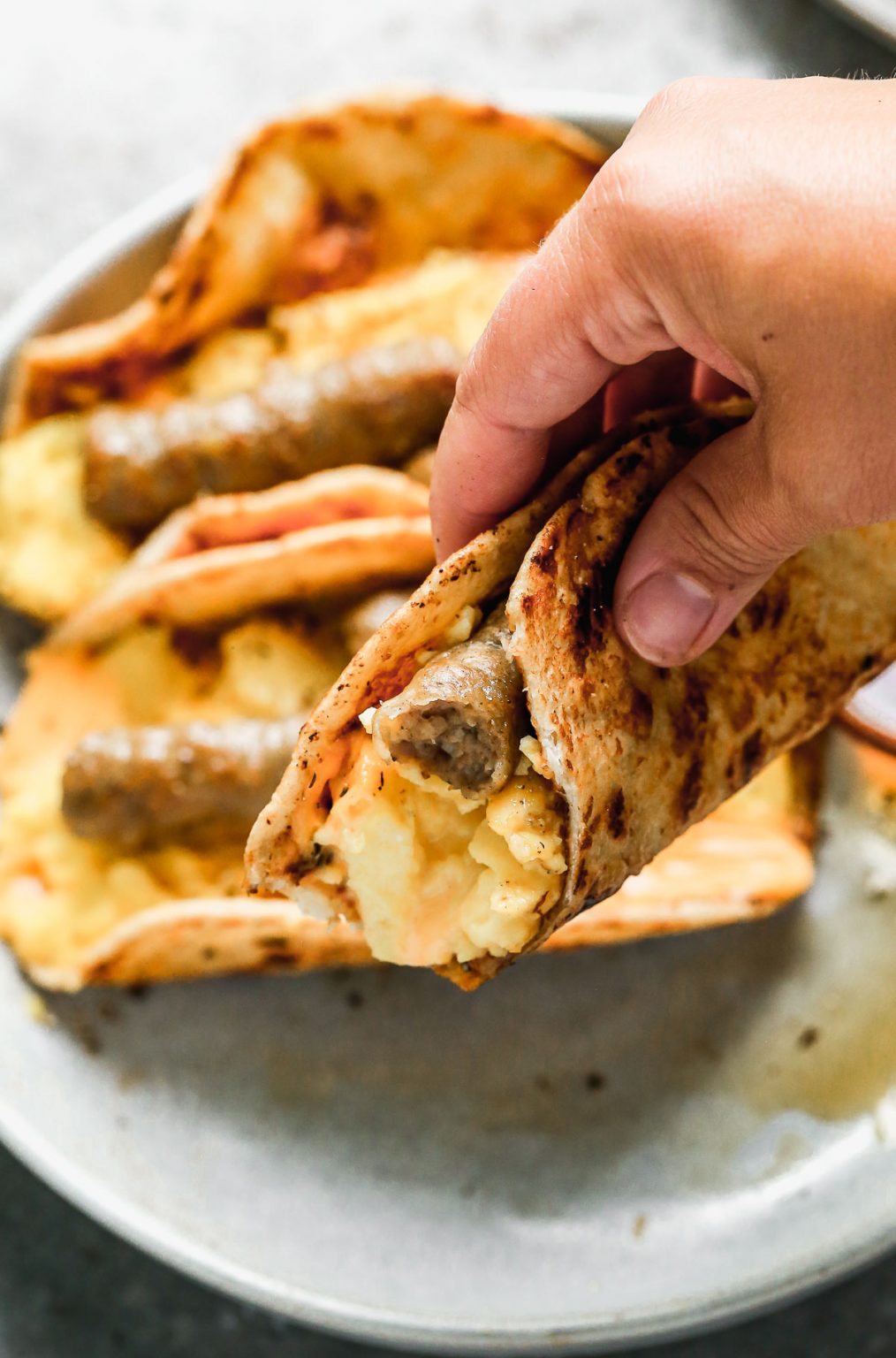 French Toast Sausage and Egg Tacos - Cooking for Keeps