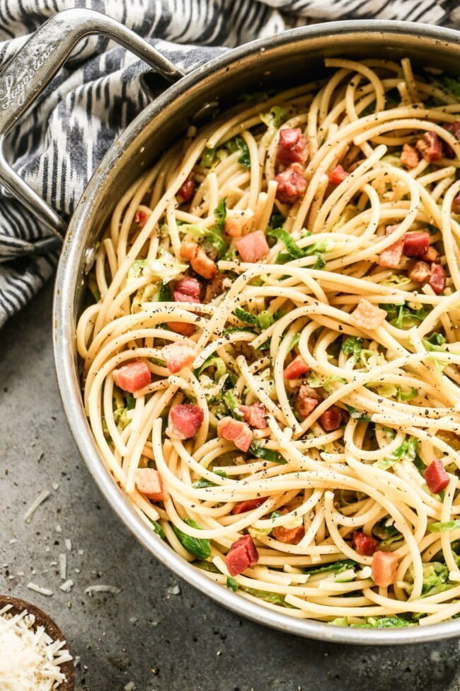 Pancetta Pasta with Brussels sprouts - Cooking for Keeps